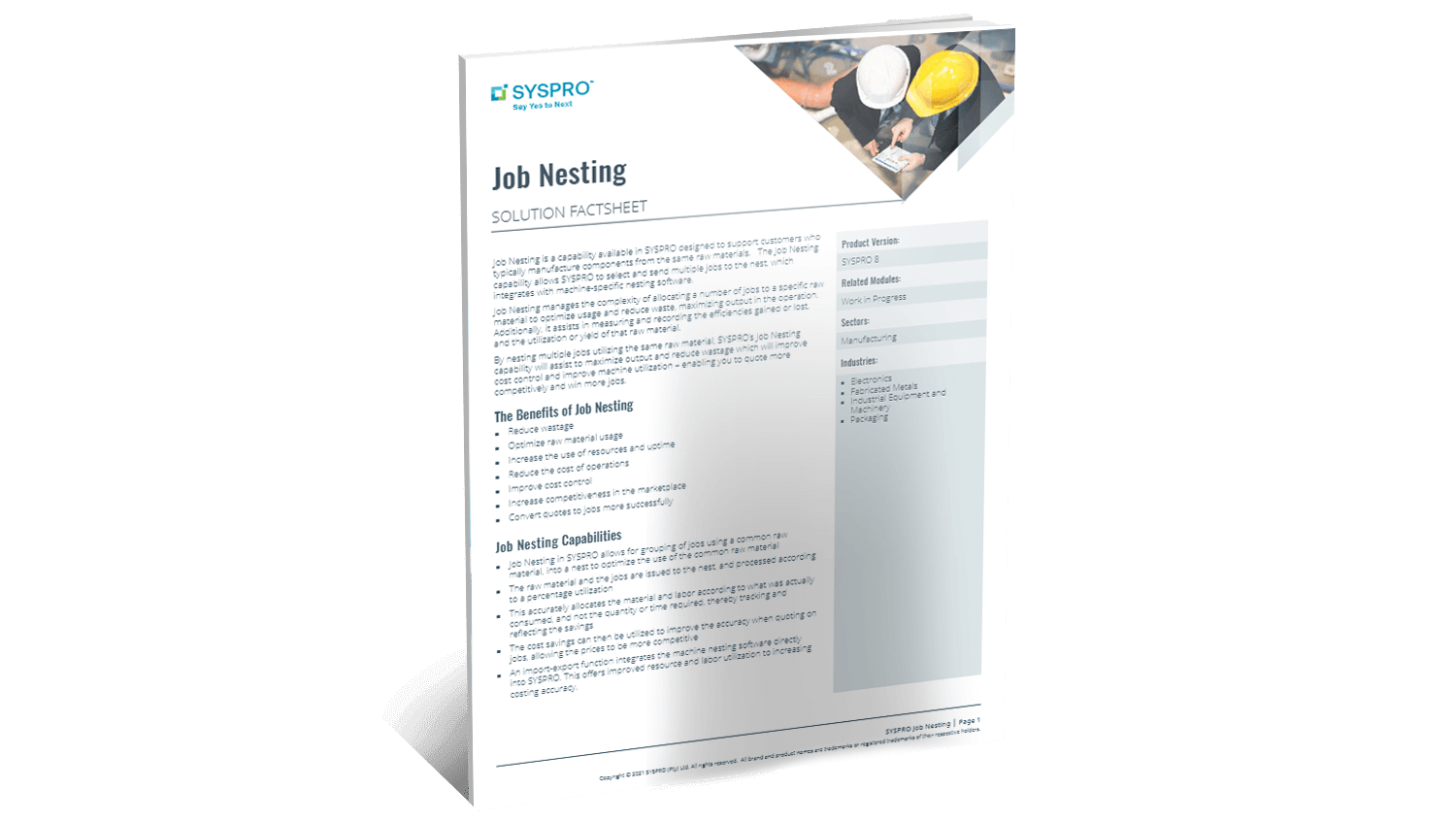 SYSPRO ERP Job Nesting Factsheet | SYSPRO ERP Software